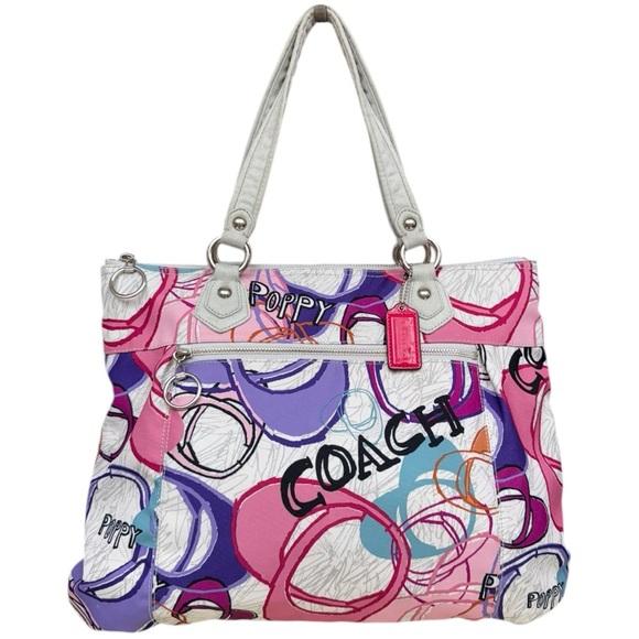 Coach | Bags | Coach Poppy Montage Glam Large Tote Multicolor Graffiti ...